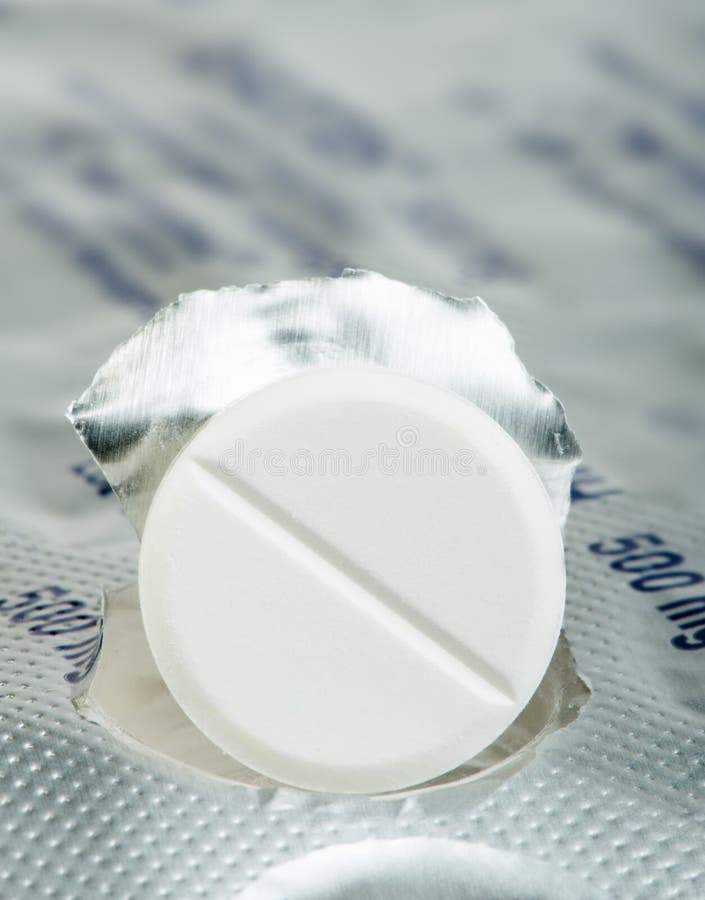White Pill in a Pack Very Close Up Stock Photo - Image of foil, care ...