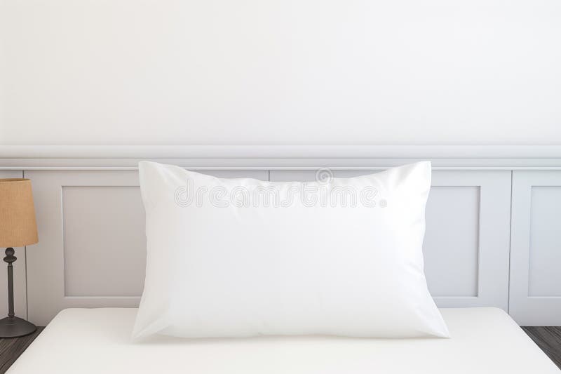 White Pillow on Bed in Bedroom. White Satin Bedding Set Stock ...