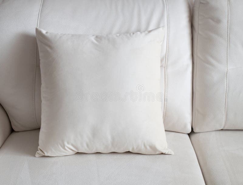The White Pillow on the Light Sofa Stock Photo - Image of cloth ...