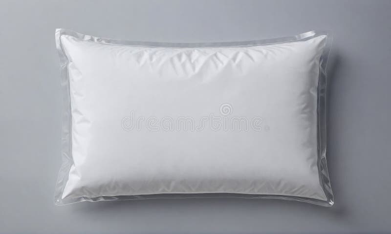 A White Pillow is Packaged in Clear Plastic, Ready To Be Shipped Stock ...