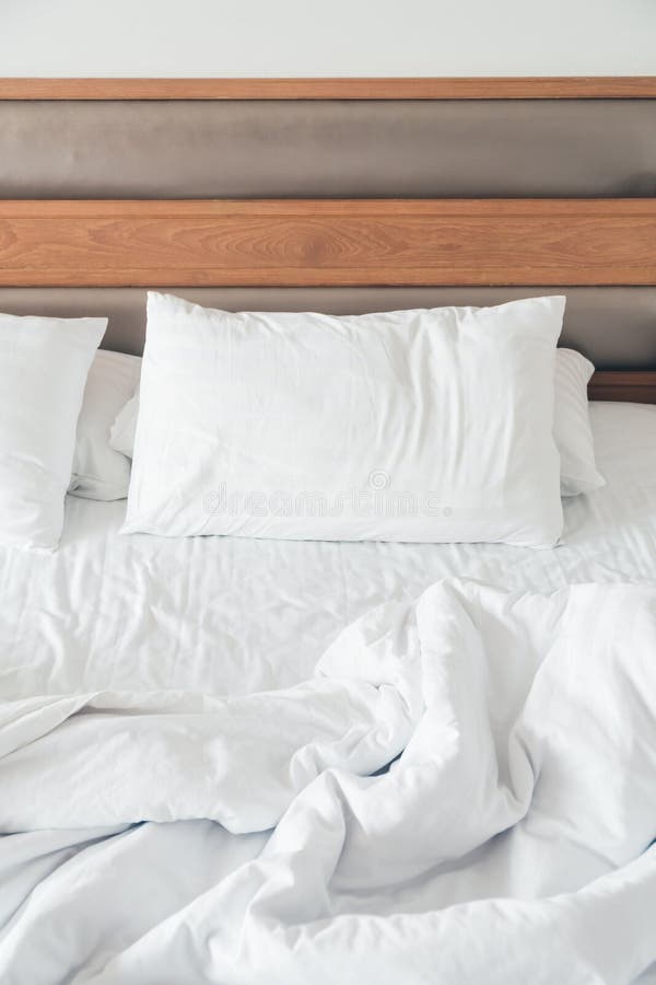 Rumpled bed stock image. Image of bedding, unmade, horizontal - 74403107