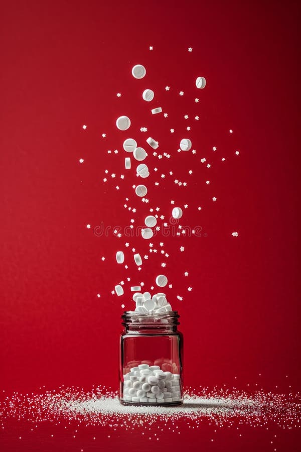 White Pills Tablets Falling Transparent Bottle Stock Photos - Free ...