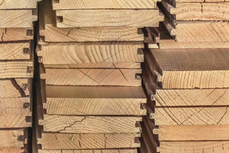 Heap of New Pinewood Decking Planks - Side View Stock Photo - Image of ...