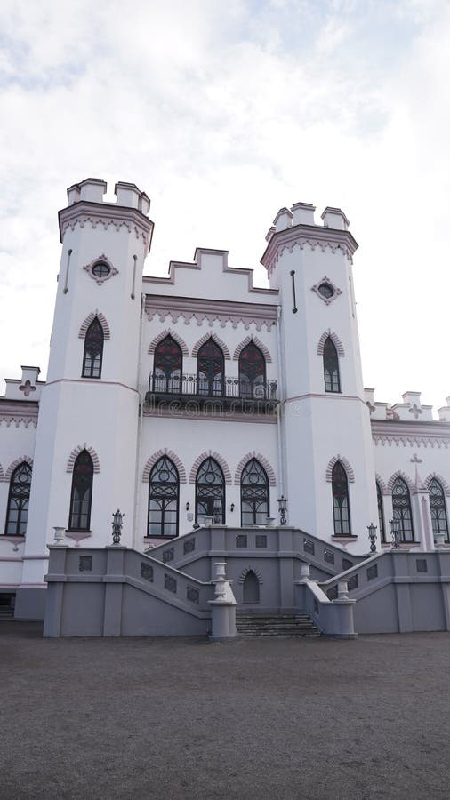 A White-pink Castle in Kosava Stock Image - Image of architecture ...