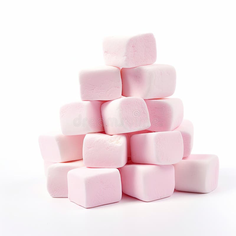 White and Pink Marshmallow on White Background. Stock Photo - Image of ...