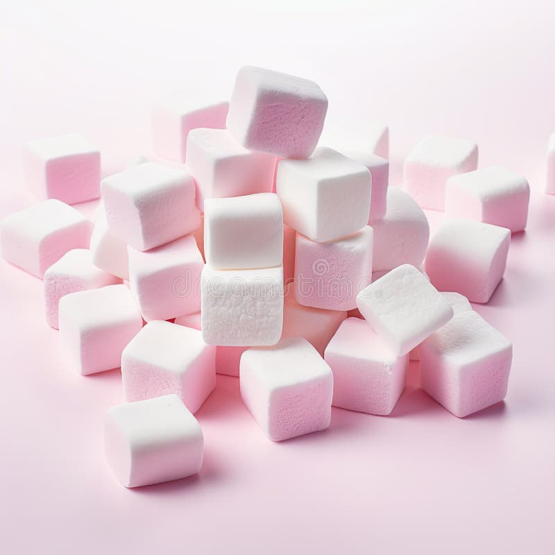 White and Pink Marshmallow on White Background. Stock Photo - Image of ...