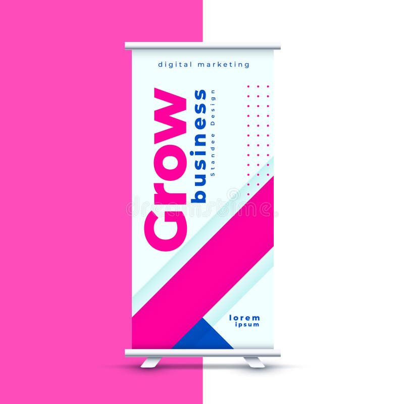 White and Pink Roll Up Standee Cover Banner for Presentation Stock ...