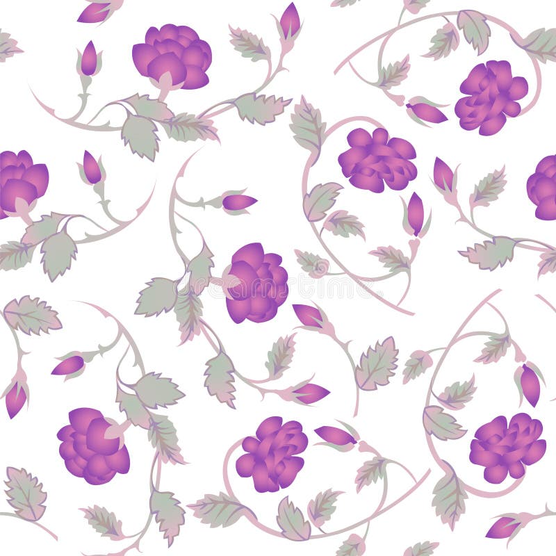 White Pink Rose Vector Floral Seamless Pattern Stock Vector ...
