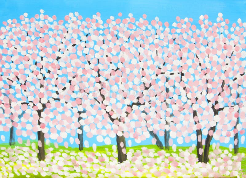 Acrylic Painting Canvas Apple Blossom Stock Photos - Free & Royalty ...