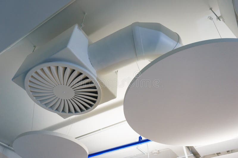 White Pipes and Air Outlet on the Ceiling for Air Conditioning Work ...