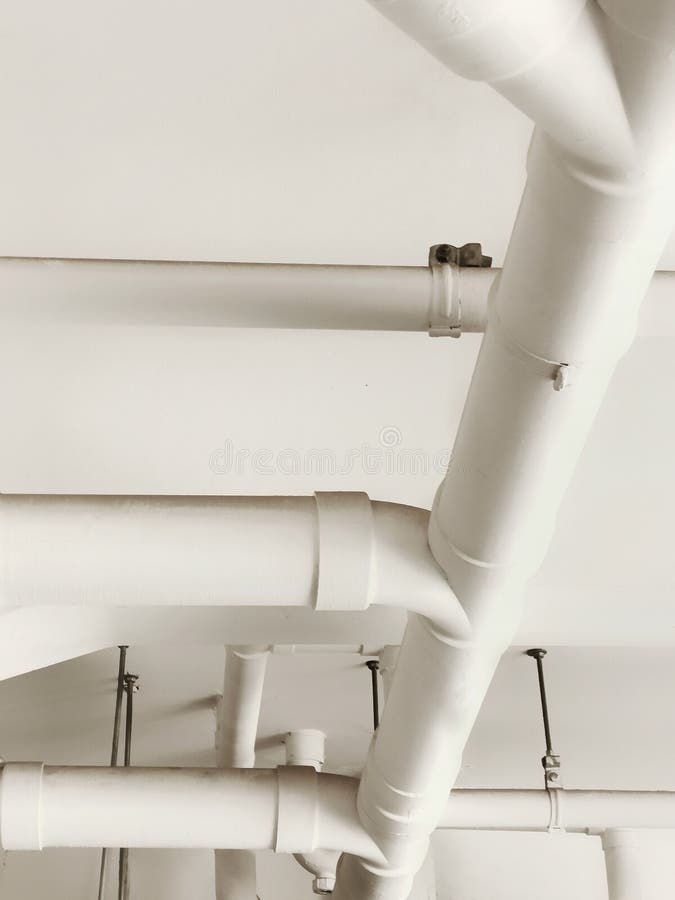 White Pipes and Ceiling in an Industrial Building. Stock Photo - Image ...