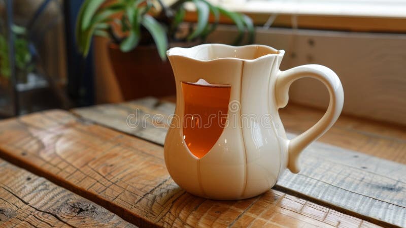 A White Pitcher with a Red Liquid Inside Sitting on Top of Wood Table ...
