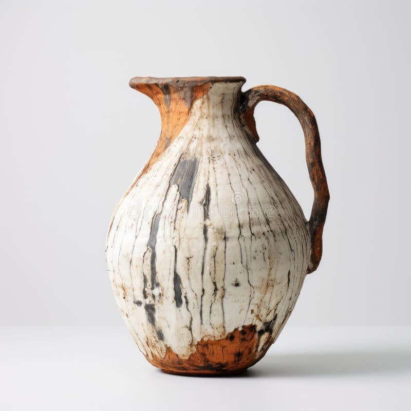 Elegantly Shaped Pottery Pitcher with Anselm Kiefer Style - White ...