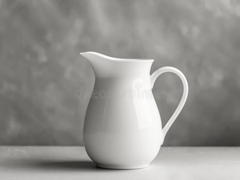 White Pitcher on a Textured Gray Background. Stock Photo - Image of ...