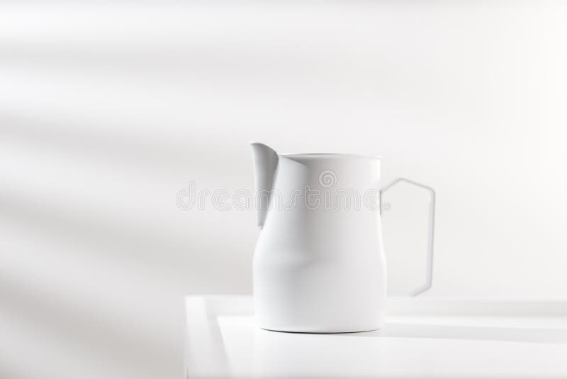 White pitcher. stock photo. Image of material, object - 268113654