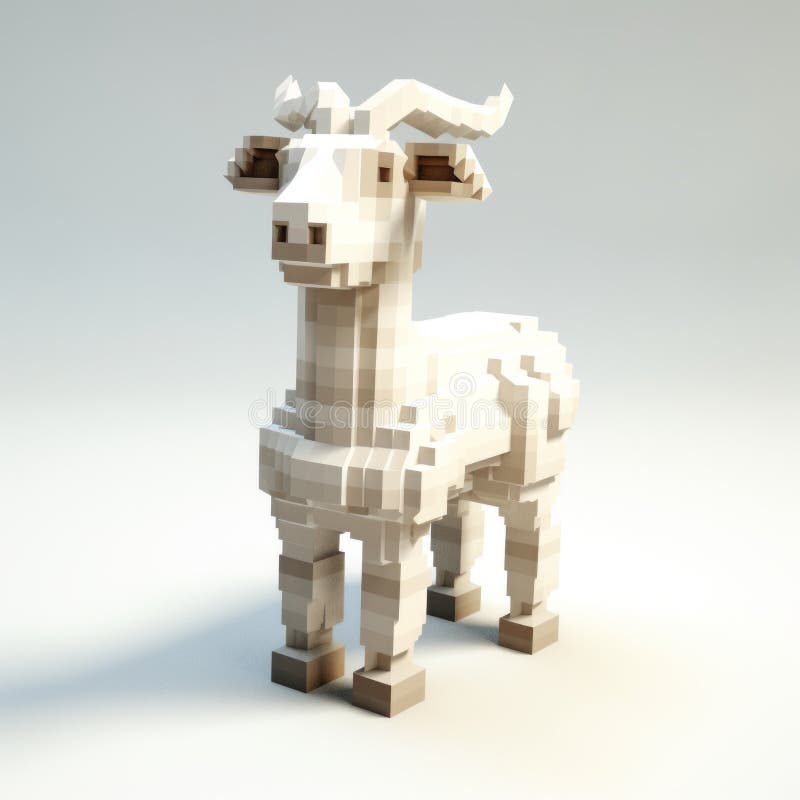 Pixel Goat: Lifelike Voxel Art in Off White - 32k Uhd Renderings Stock ...