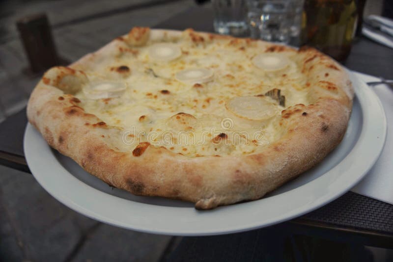 White Pizza with Extra Cheese Stock Image - Image of restaurant, cheese ...