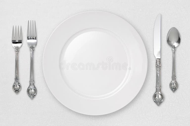 White Place Setting (with Clipping Path) Stock Photo - Image of ...