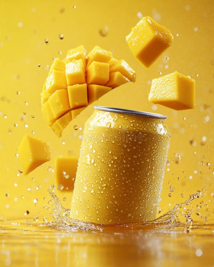 White Plain Mango Soft Drink Can 330ml Floating Stock Illustration ...