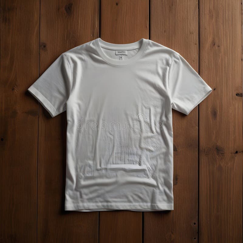 White Plain T-shirt Folded on Wooden Table in Bright Studio Light Stock ...