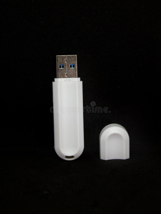 White Plain USB 3.0 Flash Drive with the Plastic Cap Stock Image ...