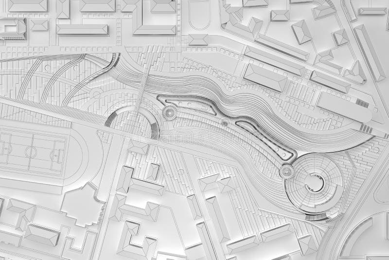 White Plan Modern City Top View Stock Illustration - Illustration of ...