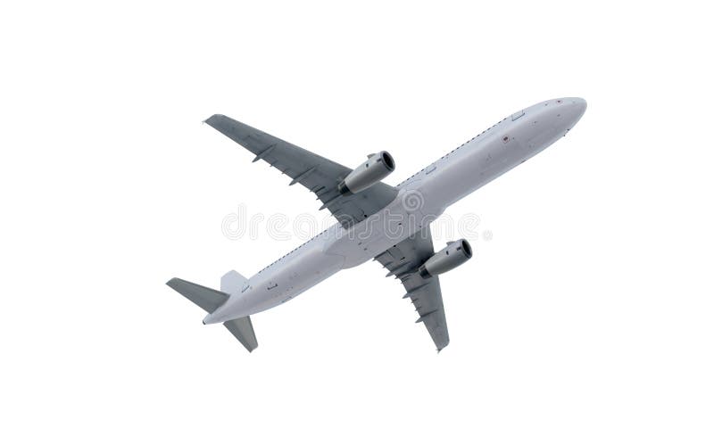 White Plane Flying Airplane Airbus A321 Isolate Background Stock Photos ...
