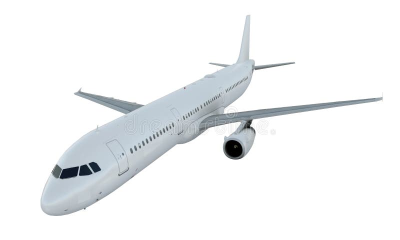 White Plane Flying. Airplane Airbus A321 Isolate on White Background ...