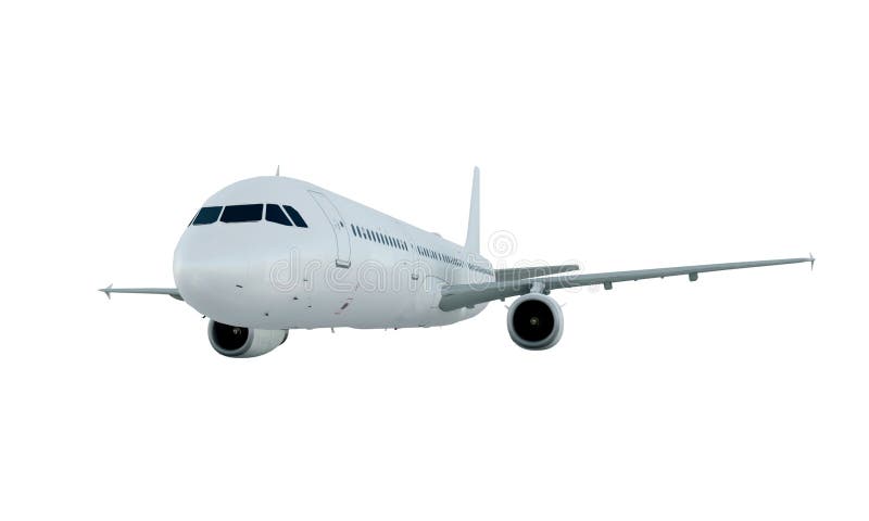 White Plane Flying. Airplane Airbus A321 Isolate on White Background ...
