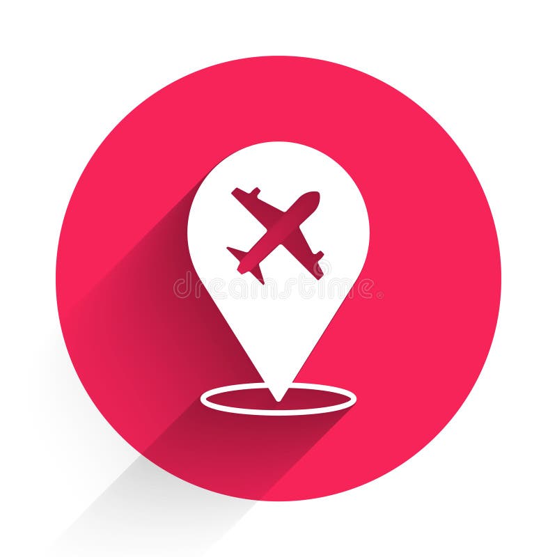 White Plane Icon Isolated with Long Shadow. Flying Airplane Icon ...