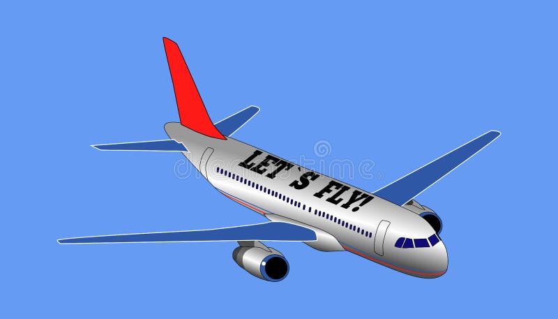 White Plane and Inscription Let`s Fly. Stock Vector - Illustration of ...
