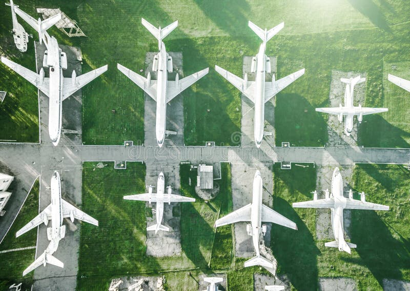 White Planes on Museum Field, Top View Editorial Photo - Image of ...