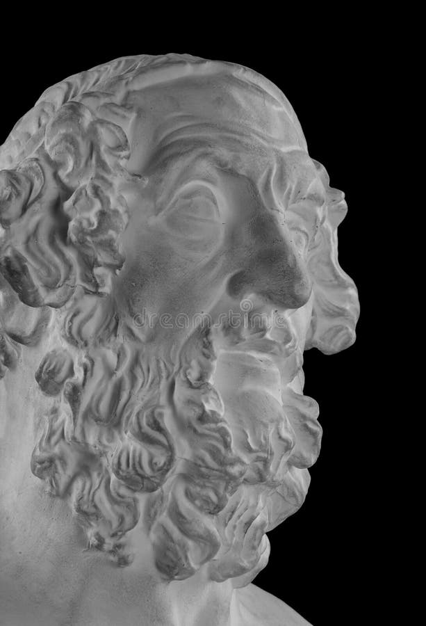 White Plaster Statue of the Bust of the Philosopher Homer Stock Image ...