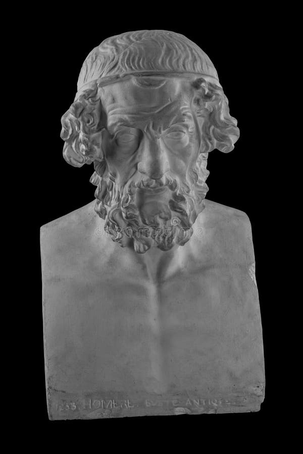 White Plaster Statue of the Bust of the Philosopher Homer Stock Image ...