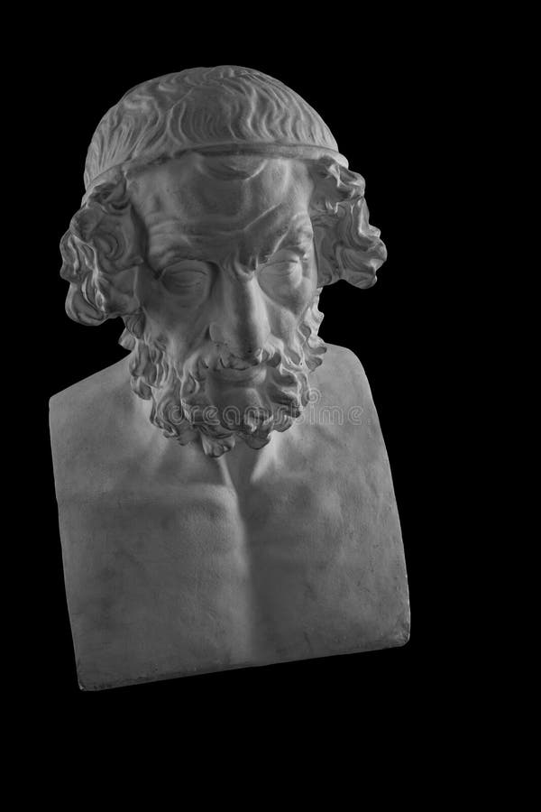 White Plaster Statue of the Bust of the Philosopher Homer Stock Image ...