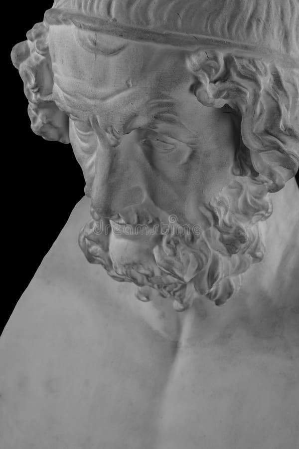 White Plaster Statue of the Bust of the Philosopher Homer Stock Photo ...
