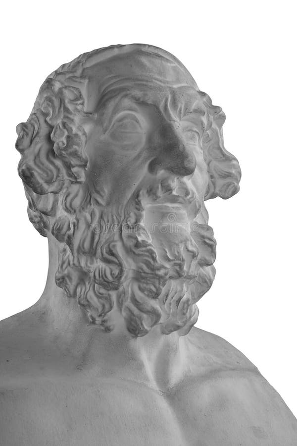 White Plaster Statue of the Bust of the Philosopher Homer Stock Image ...