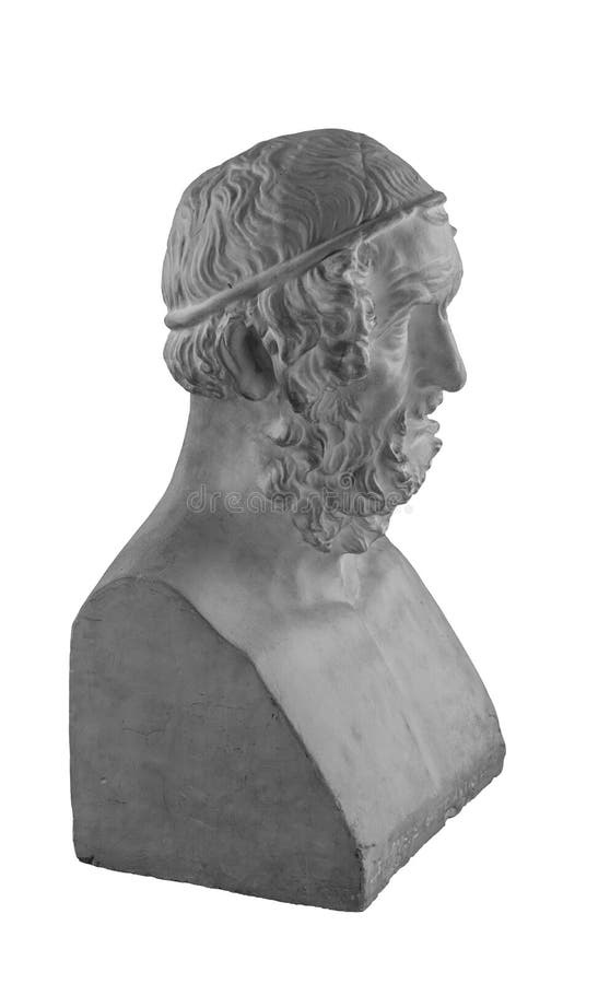 White Plaster Statue of the Bust of the Philosopher Homer Stock Image ...