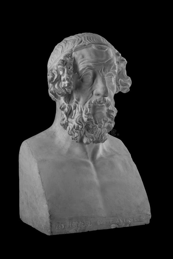 White Plaster Statue of the Bust of the Philosopher Homer Stock Image ...