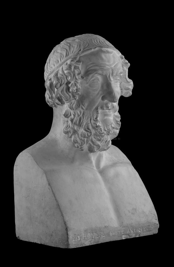 White Plaster Statue of the Bust of the Philosopher Homer Stock Image ...