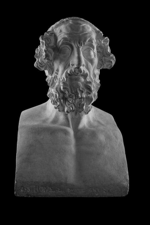 White Plaster Statue of the Bust of the Philosopher Homer Stock Photo ...