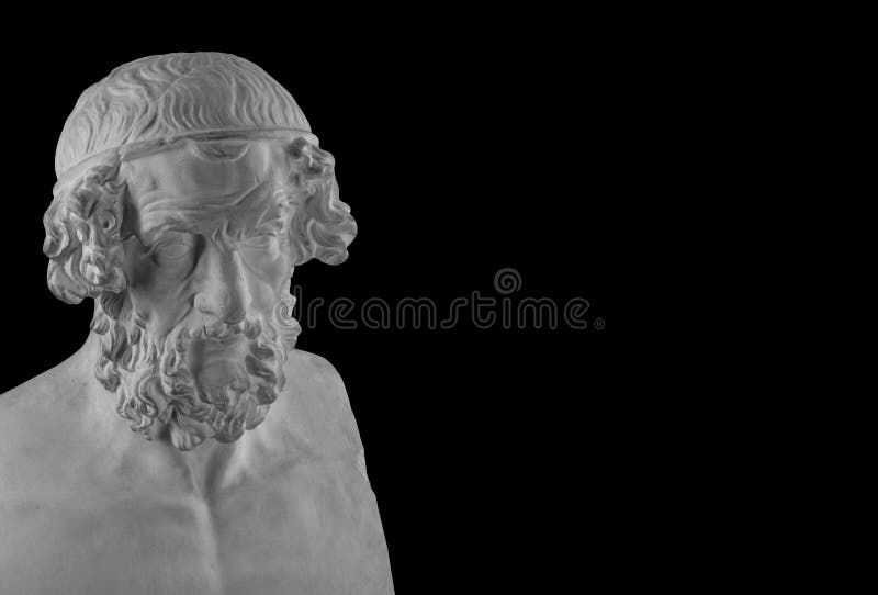 White Plaster Statue of the Bust of the Philosopher Homer Stock Photo ...