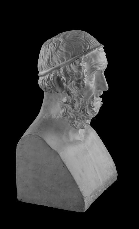 White Plaster Statue of the Bust of the Philosopher Homer Stock Image ...
