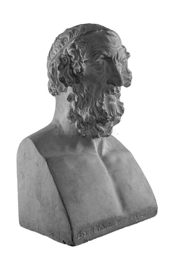 White Plaster Statue of the Bust of the Philosopher Homer Stock Photo ...