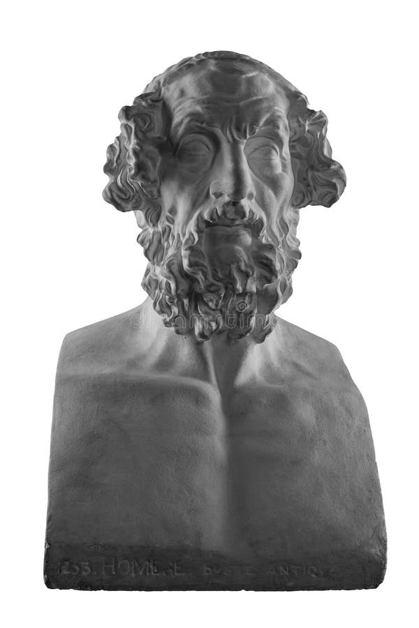 White Plaster Statue of the Bust of the Philosopher Homer Stock Image ...