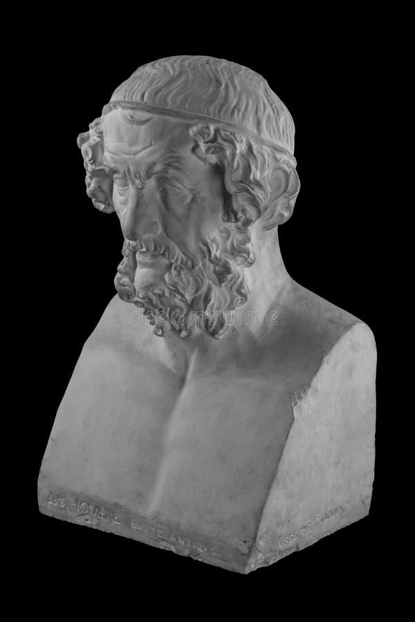 White Plaster Statue of the Bust of the Philosopher Homer Stock Image ...