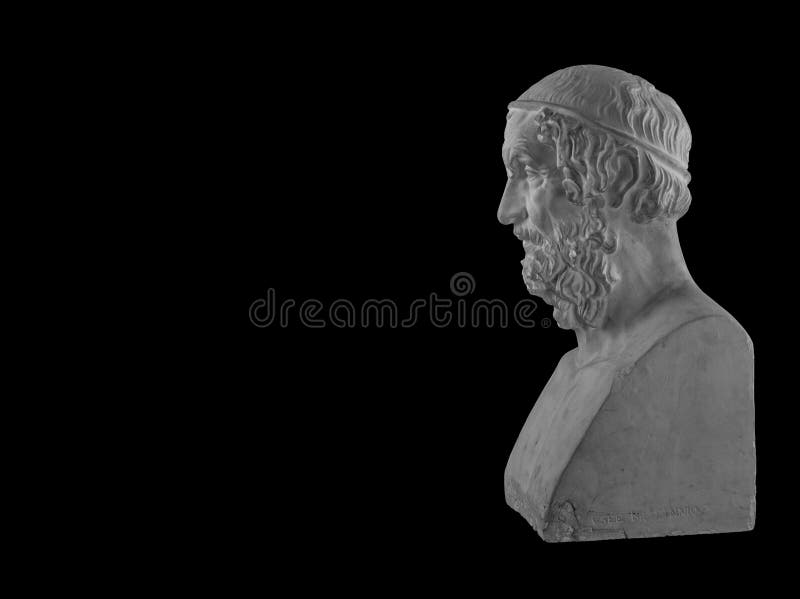 White Plaster Statue of the Bust of the Philosopher Homer Stock Image ...