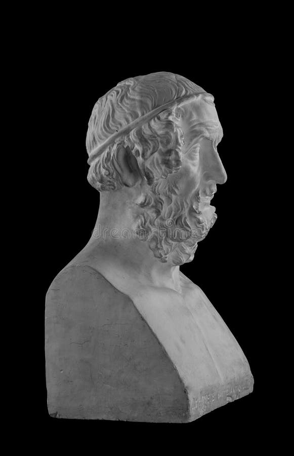 White Plaster Statue of the Bust of the Philosopher Homer Stock Photo ...