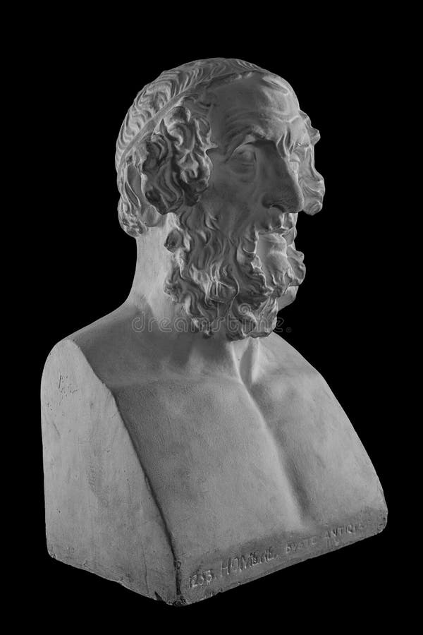 White Plaster Statue of the Bust of the Philosopher Homer Stock Photo ...