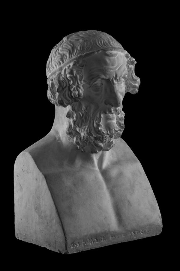 White Plaster Statue of the Bust of the Philosopher Homer Stock Photo ...